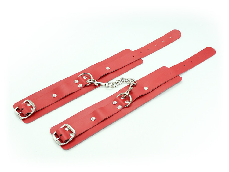 Red Leather Flat nails with needle buckle handcuffs handcuffs binding ...