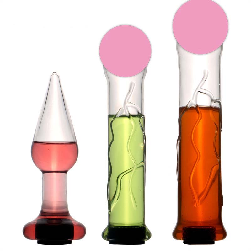 Hollow glass phallus with water injection,Glass anal plug